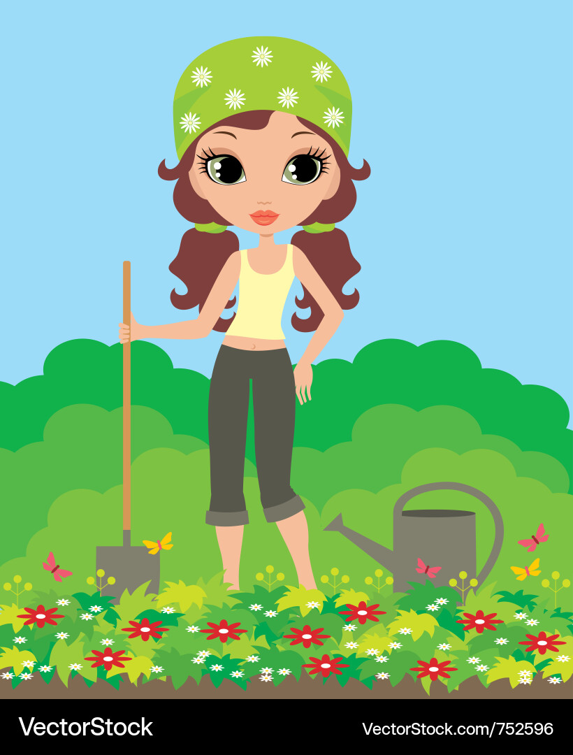Girl the gardener Royalty Free Vector Image - VectorStock