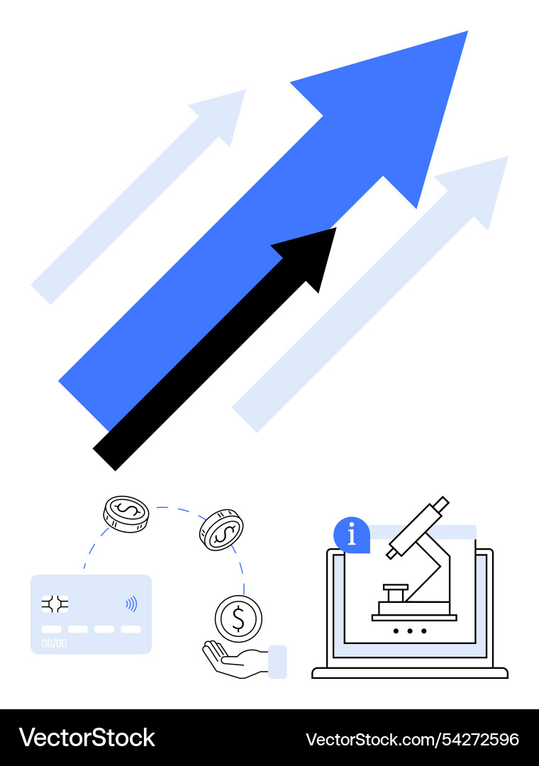 Growth and progress arrows with finance Royalty Free Vector