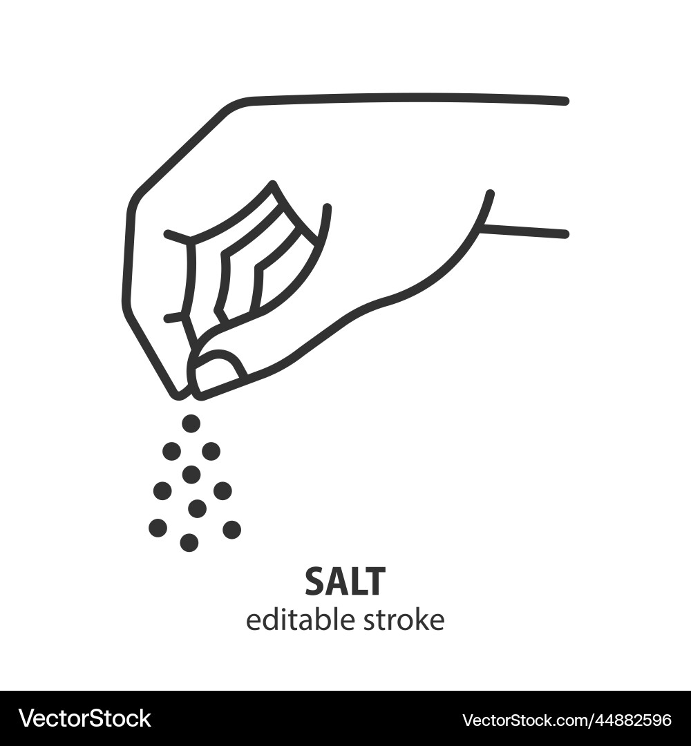 Hand sprinkles salt line icon Royalty Free Vector Image