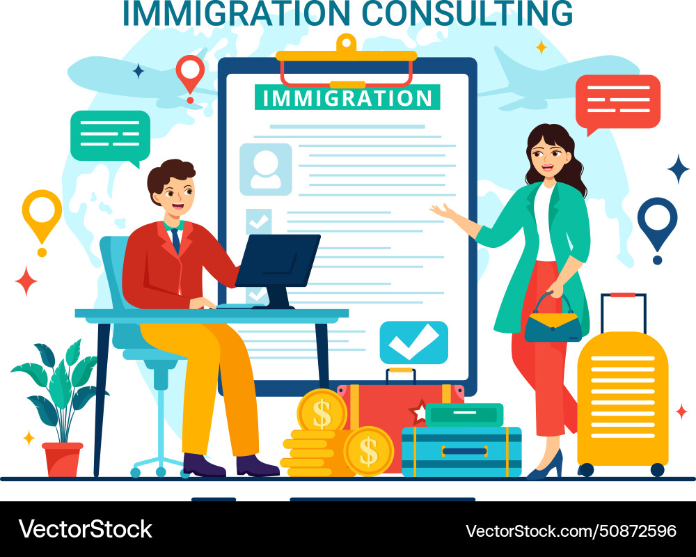 Immigration consultant with counseling assistance Vector Image