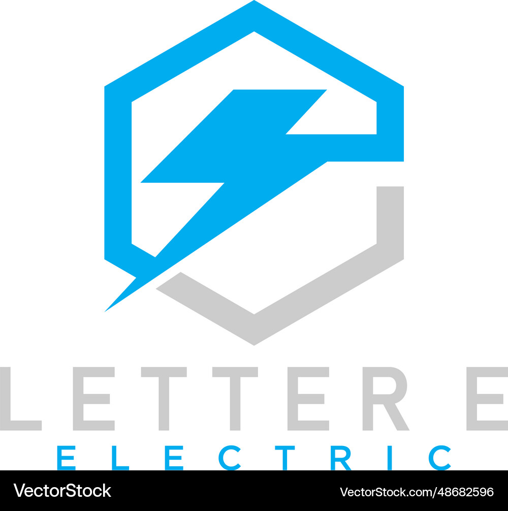 Letter e electric logo design art Royalty Free Vector Image
