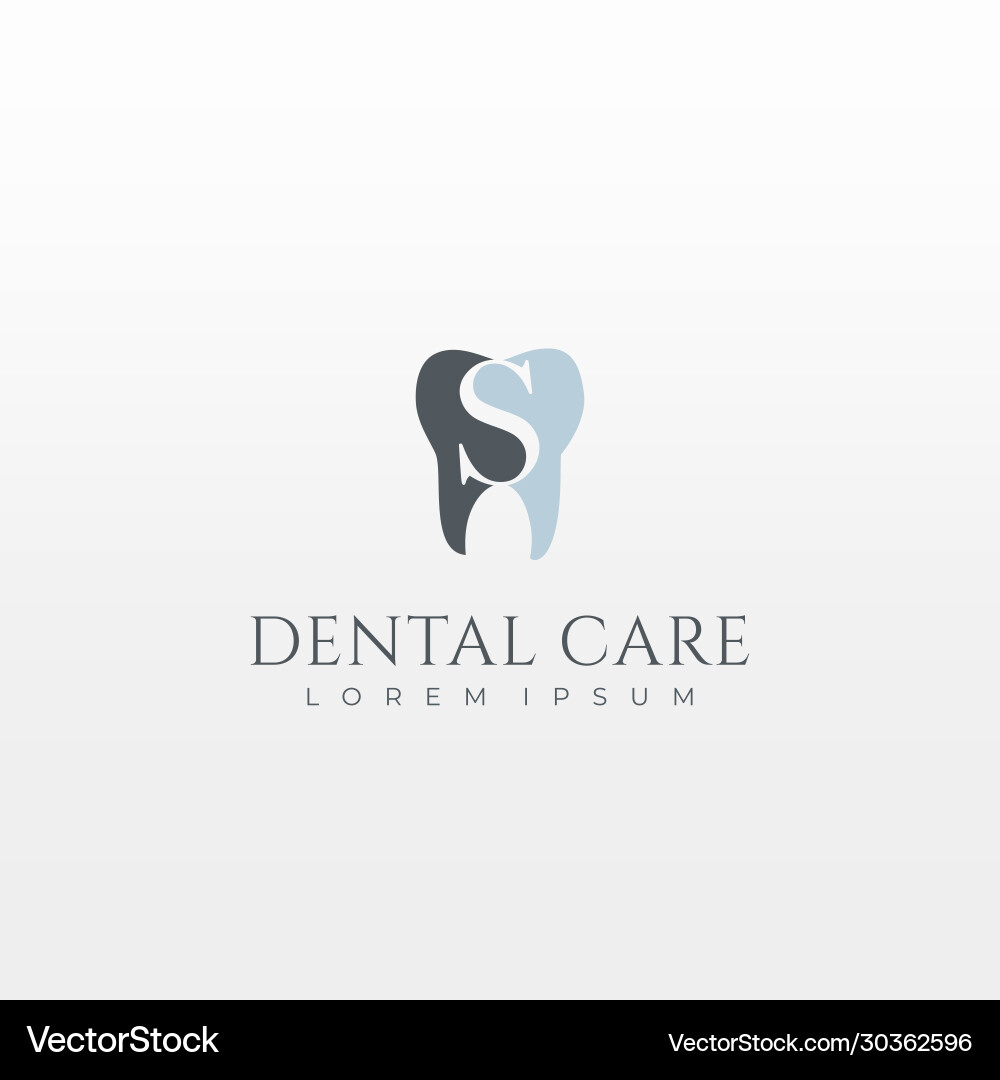Letter s dental tooth logo design Royalty Free Vector Image