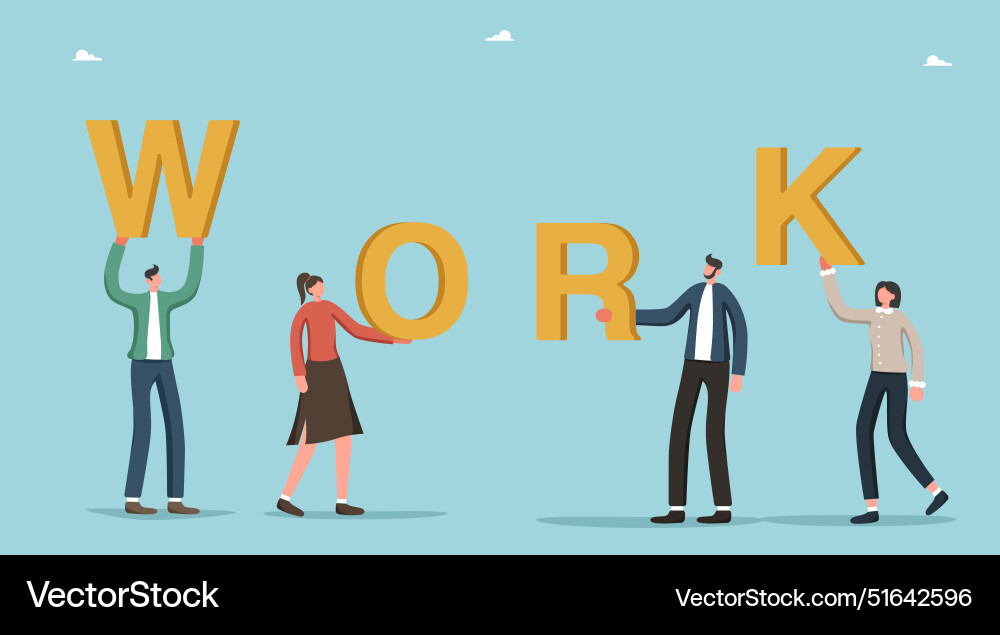 People holding letters work Royalty Free Vector Image