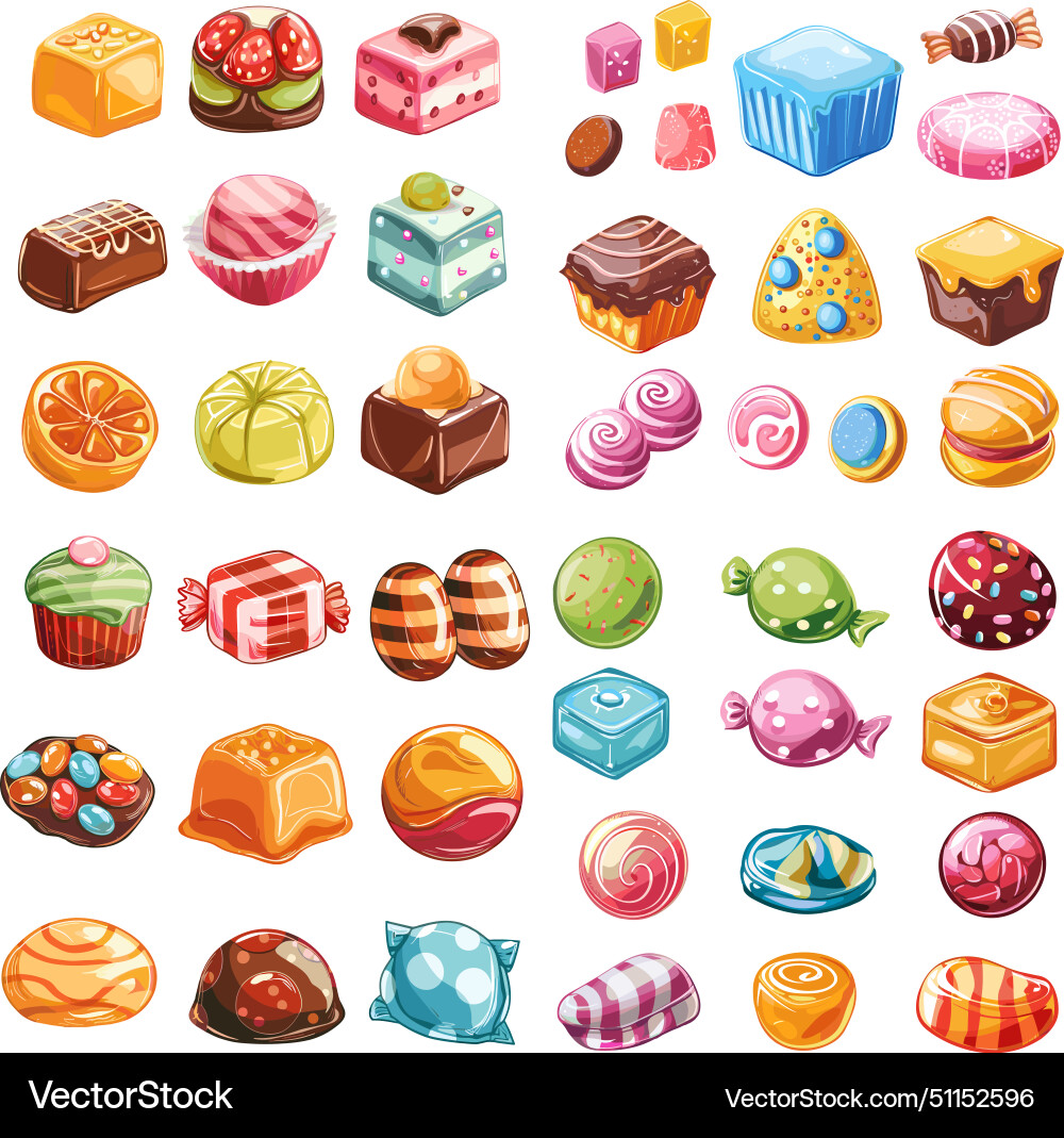 Sweet candy cartoon big pack goodies Royalty Free Vector