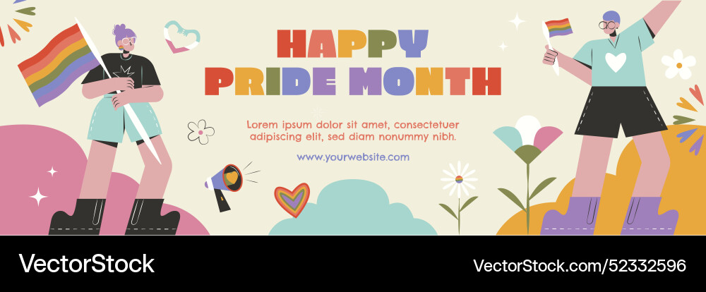 Twitter header template for pride month Royalty Free Vector