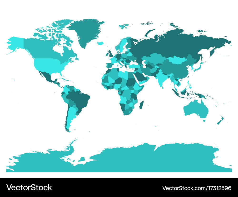 World Map - Turquoise Shades Royalty Free Vector Image