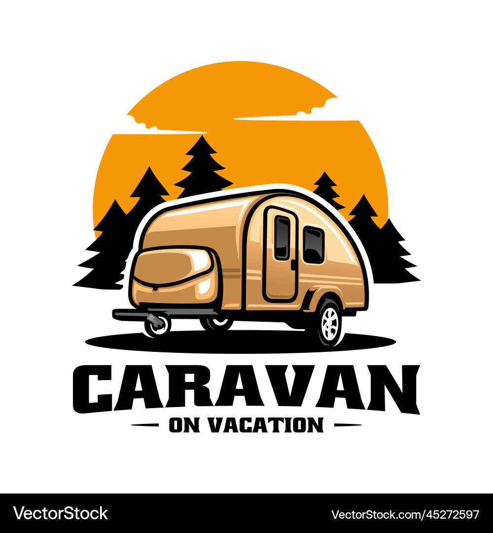 Caravan camper trailer logo Royalty Free Vector Image