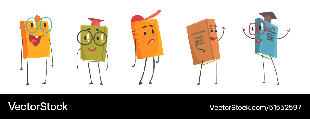 Cute humanized book character in hard cover with Vector Image