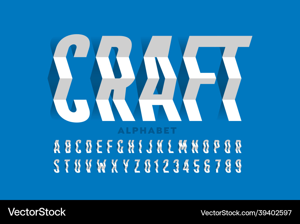 Paper style font design folded alphabet letters Vector Image