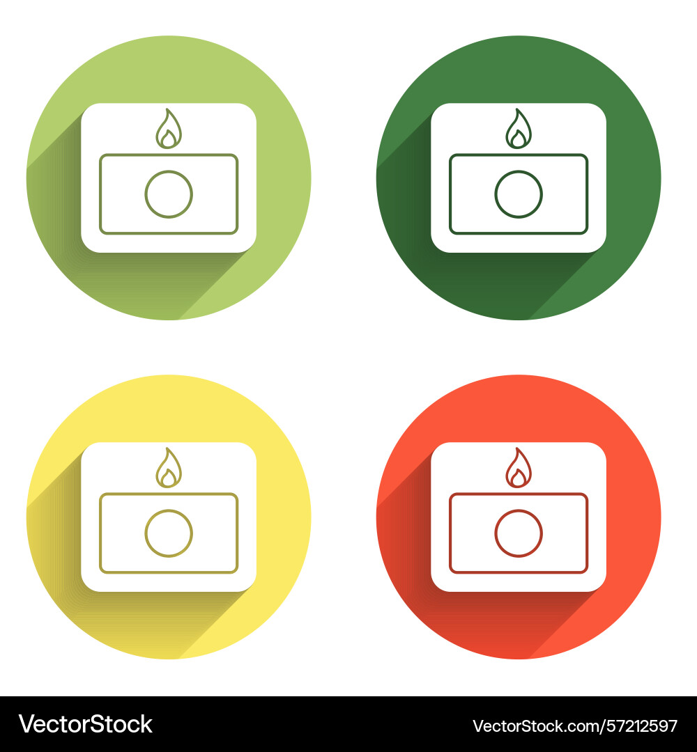 Set fire alarm system icon isolated with long Vector Image