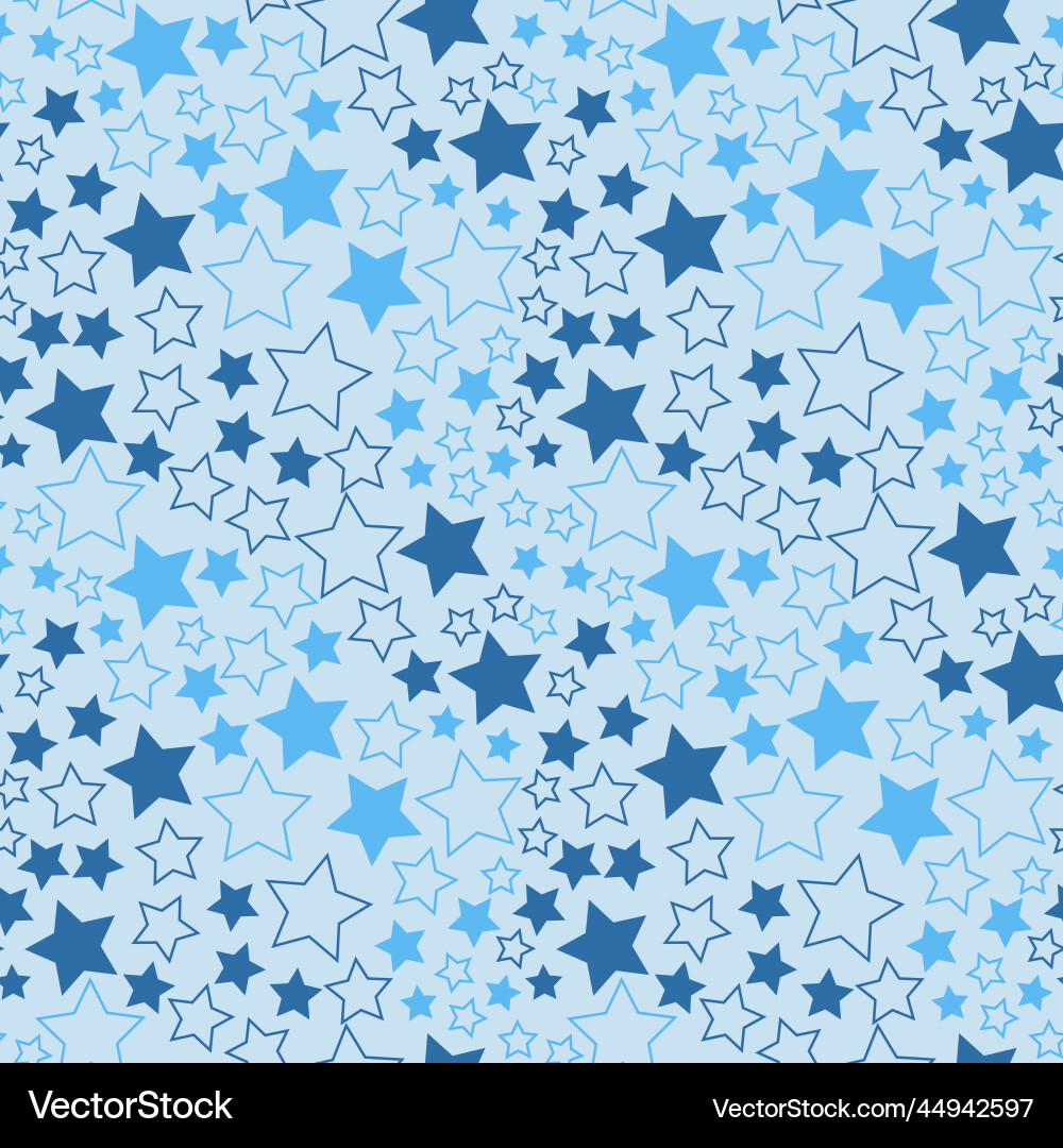 Starry Sky Blue Star Seamless Pattern Royalty Free Vector