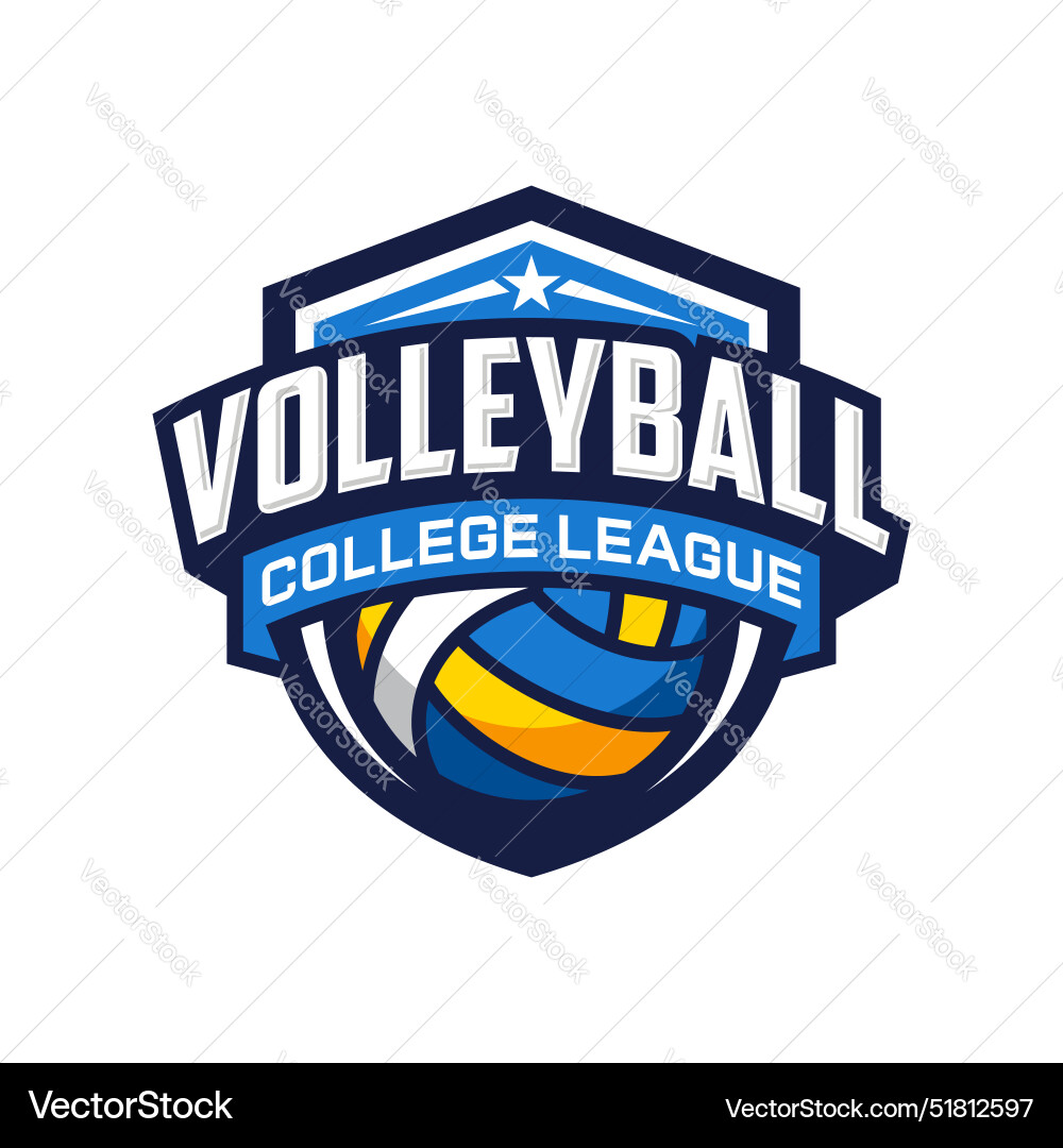 Volleyball team emblem logo design Royalty Free Vector Image