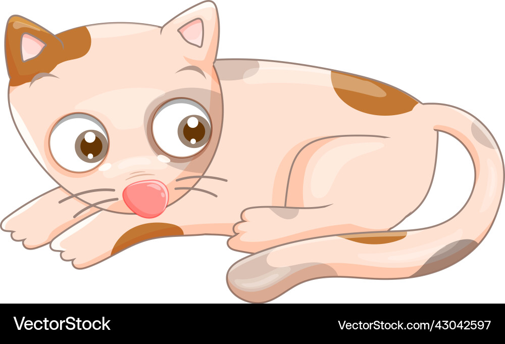 White cat laying down cartoon animal Royalty Free Vector