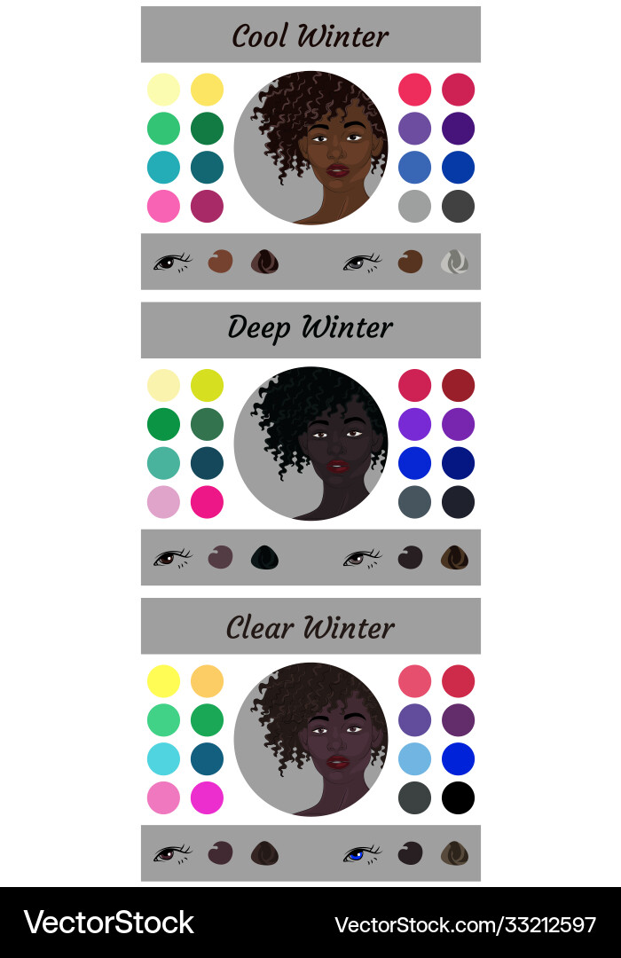 Winter Color Palettes - Cool & Deep Tones Vector Image
