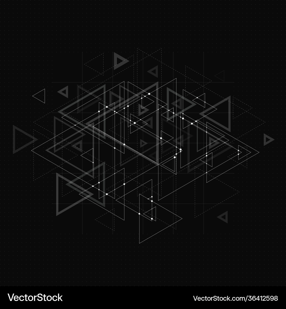Black color polygonal science background digital Vector Image