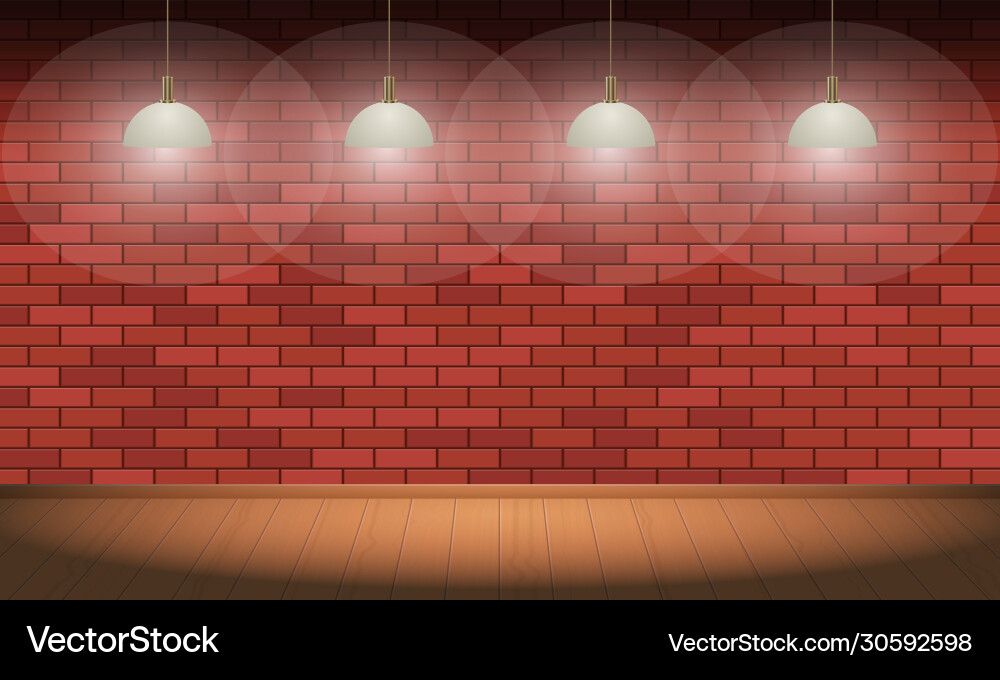 Brick wall and wooden floor background Royalty Free Vector