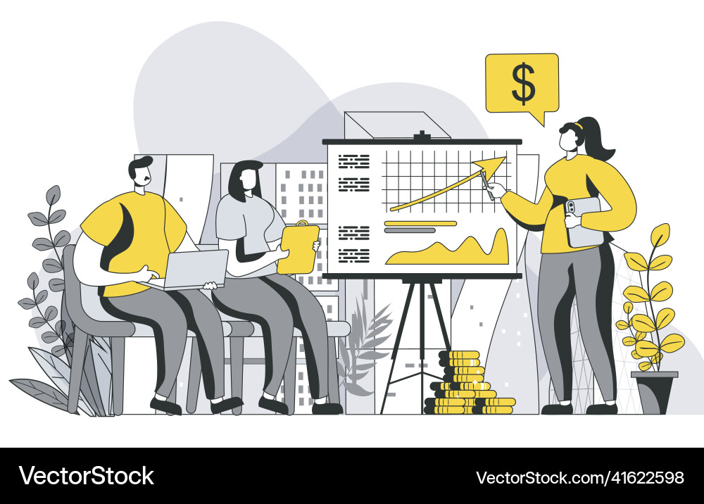 Business training concept with outline people Vector Image
