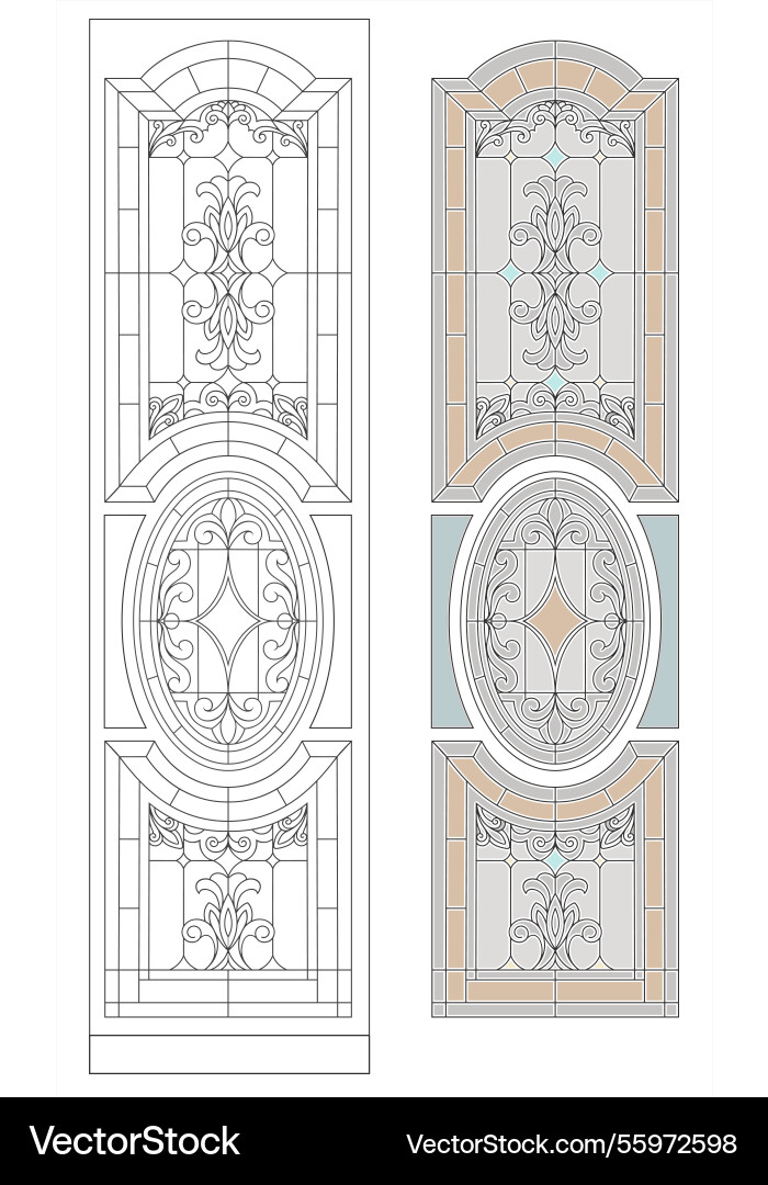 Classic stained glass for a door or window – Royalty-Free Vector ...