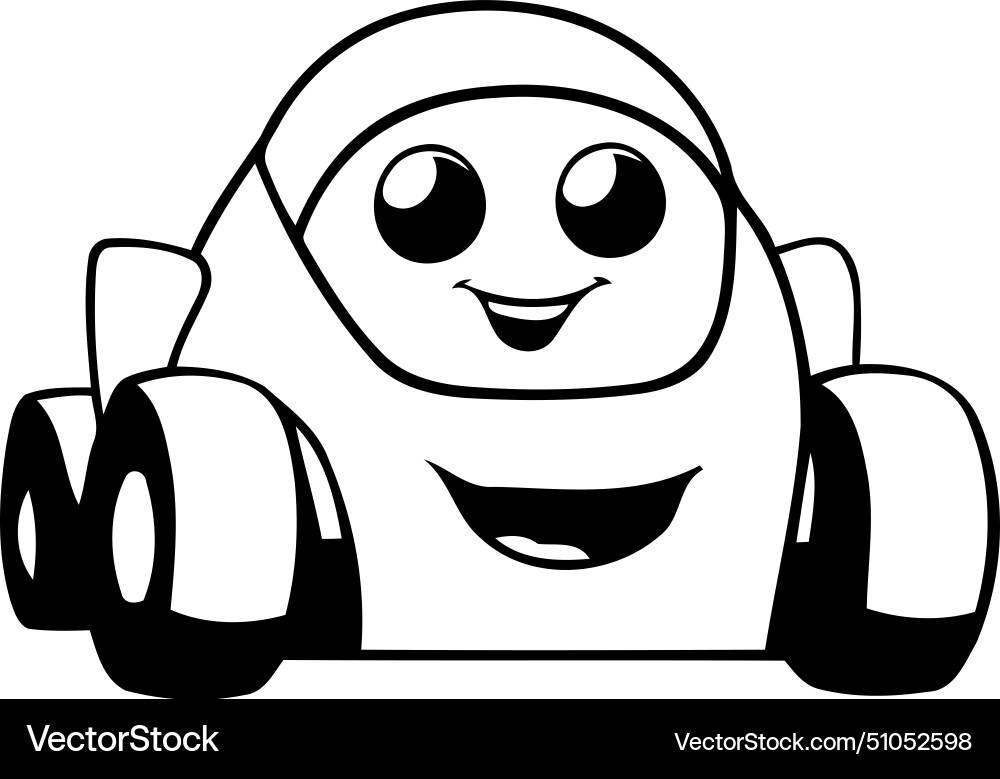 Cute robot driving a car isolated on white Vector Image