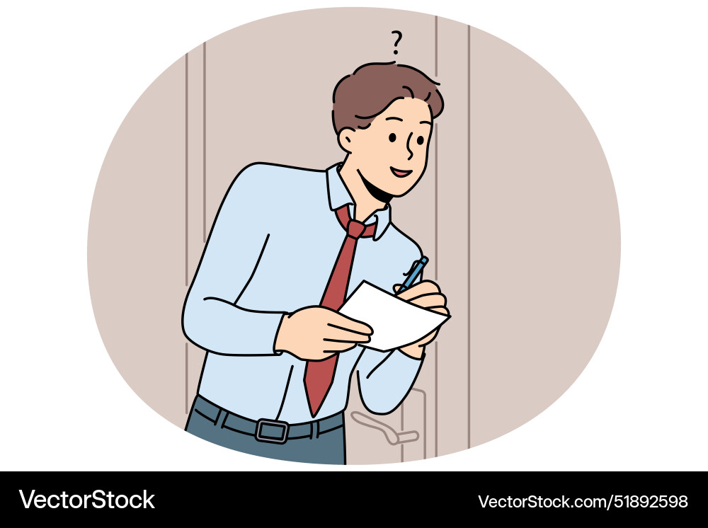 Man eavesdrops on business secrets standing near Vector Image