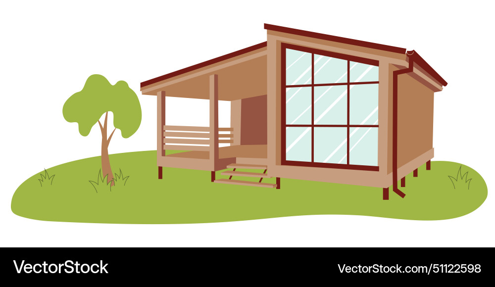 Modular home wooden eco-friendly modular house Vector Image