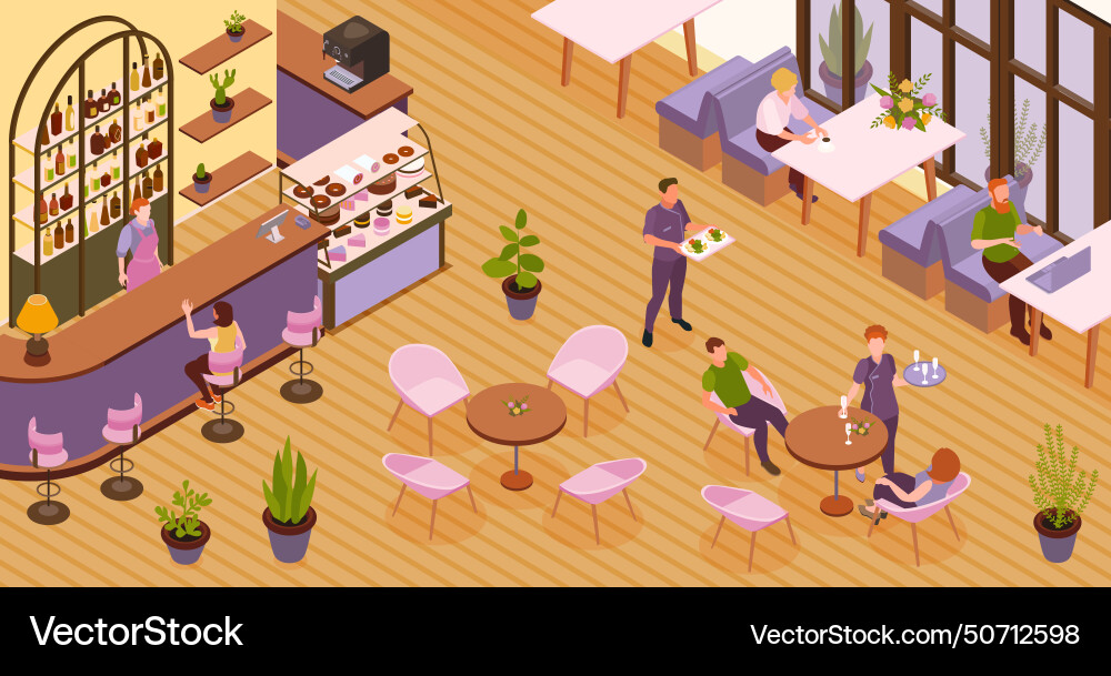 Restaurant isometric Royalty Free Vector Image