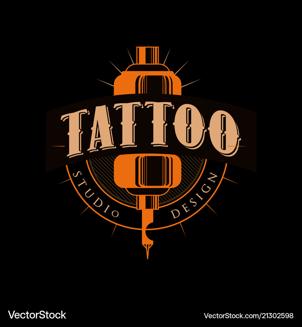 Retro Tattoo Studio Emblem Royalty Free Vector Image