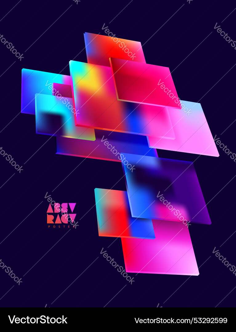 3d colorful squares and rectangles in glass Vector Image