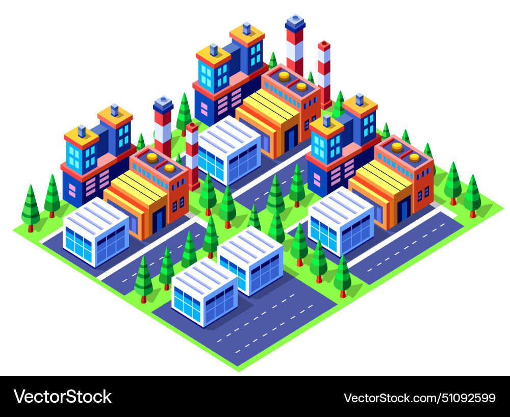 A buildings isometric game asset art style 3d Vector Image