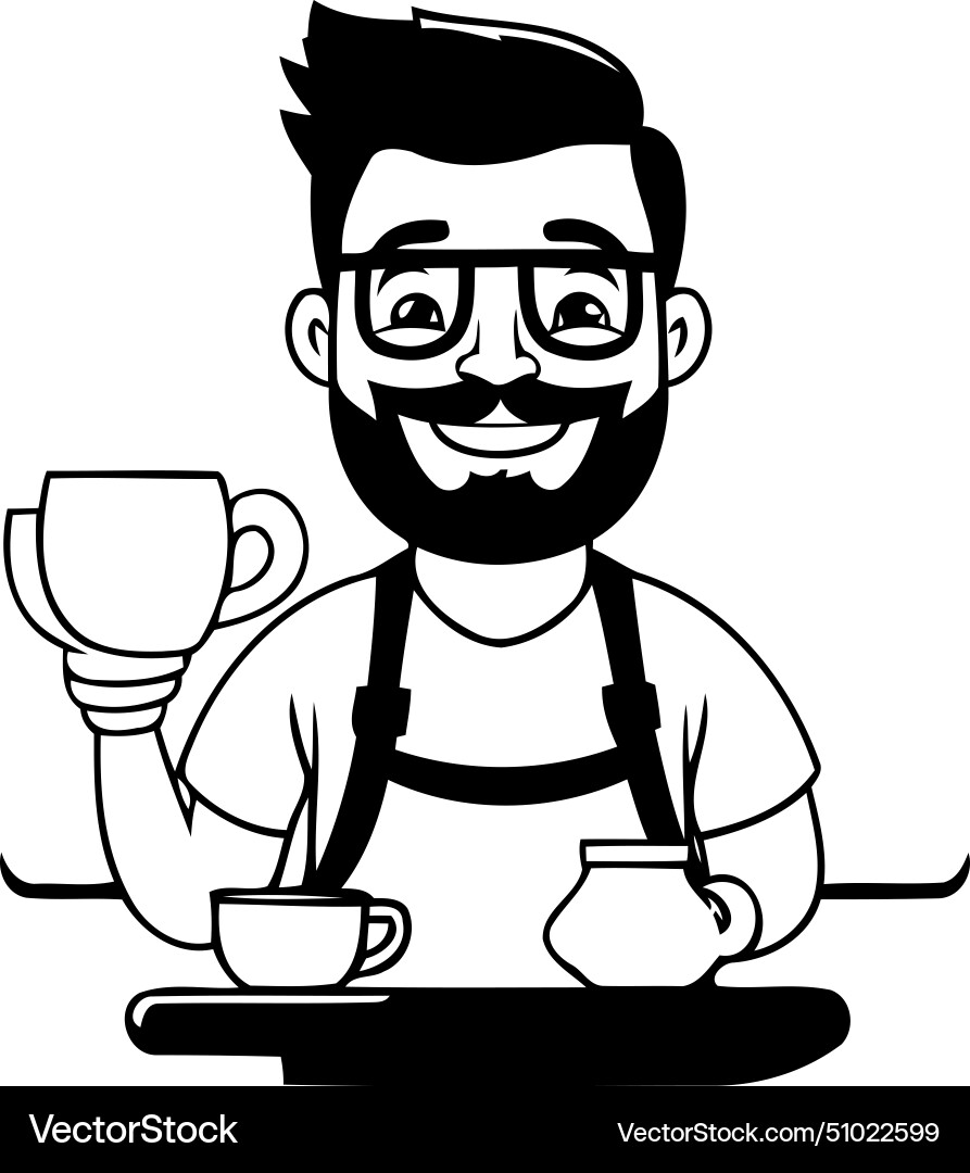 Coffee shop barista with cup Royalty Free Vector Image