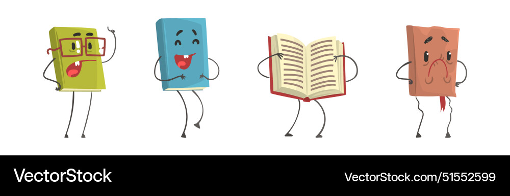 Cute humanized book character in hard cover Vector Image