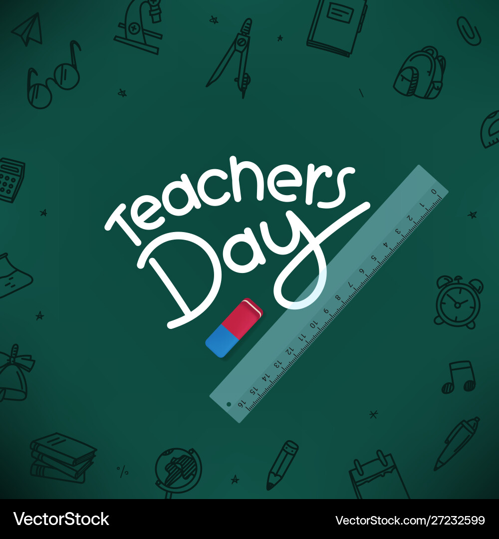 Happy teachers day concept with lettering Vector Image