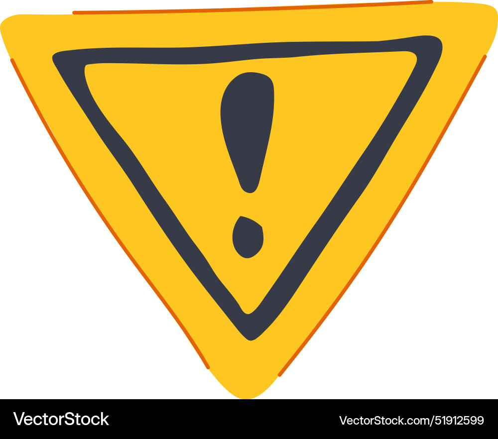 Hazard yellow warning sign cartoon Royalty Free Vector Image