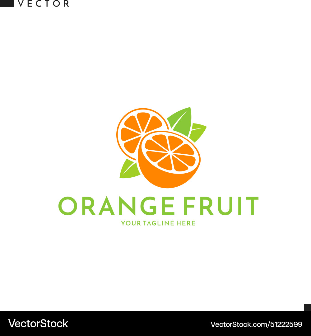 Orange fruit with leaves logo Royalty Free Vector Image