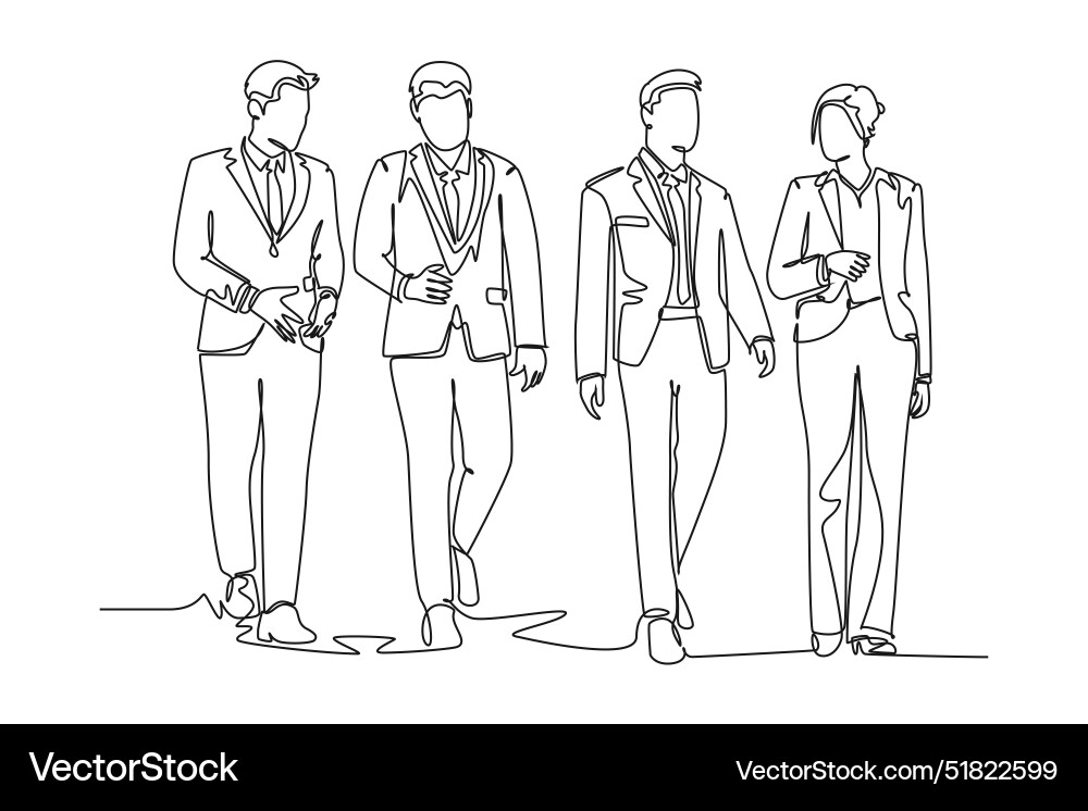 Single continuous line drawing young businessman Vector Image