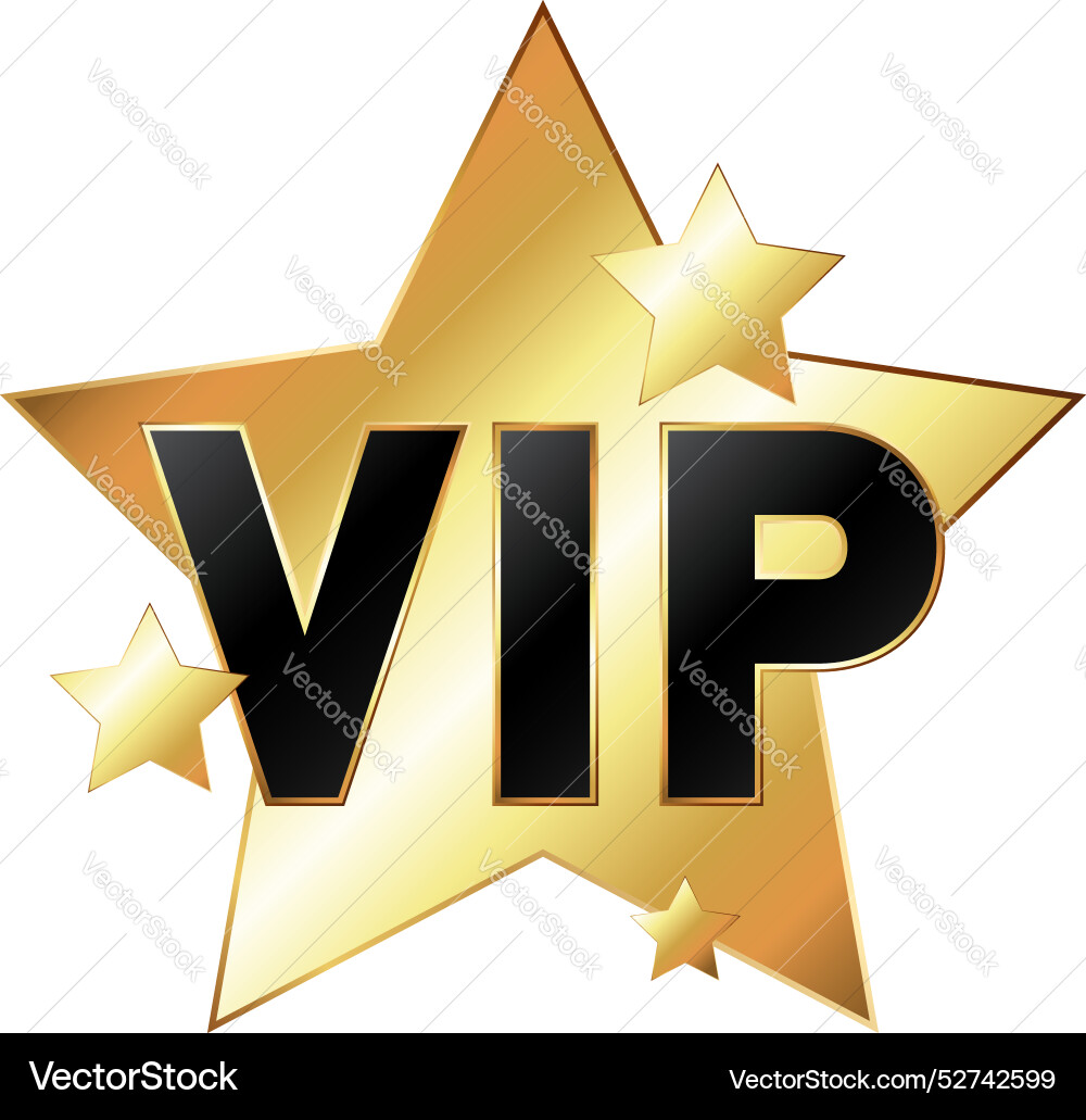 Vip sign with gold star unique design Royalty Free Vector