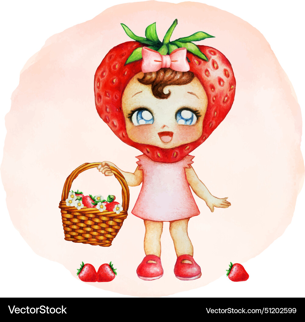 Watercolor hand drawn baby doll Royalty Free Vector Image