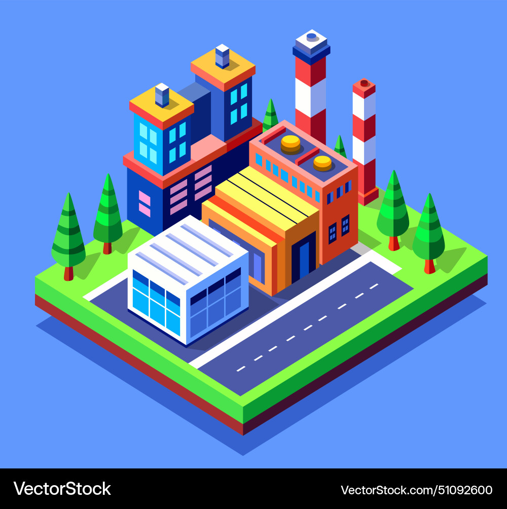 A buildings isometric game asset art style 3d Vector Image