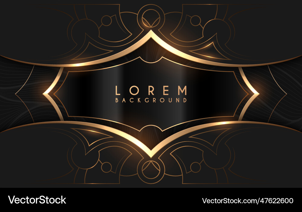 Black and gold ornate frame template Royalty Free Vector