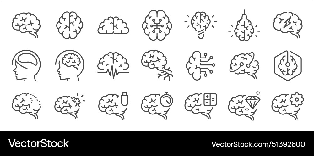 Brain icon set Royalty Free Vector Image - VectorStock