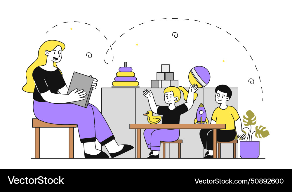 Children in kindergarten simple Royalty Free Vector Image