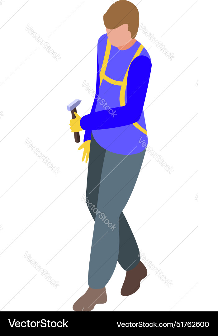 Construction worker walking and holding hammer Vector Image