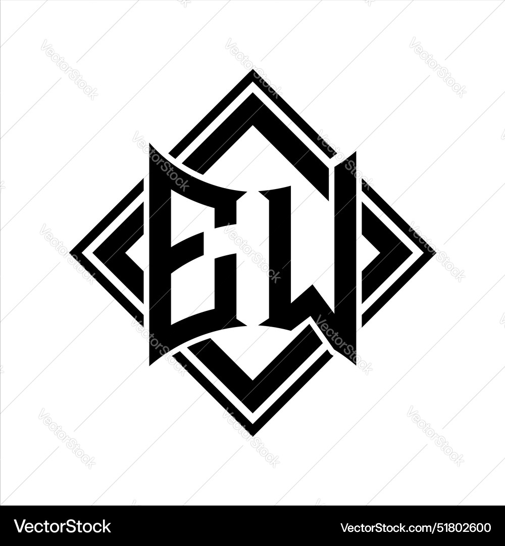 Ew letter logo with abstract shield shape Vector Image