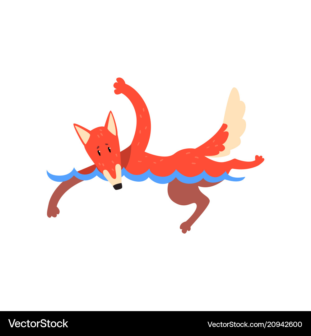 Funny Fox Swimming in Pool Royalty Free Vector Image