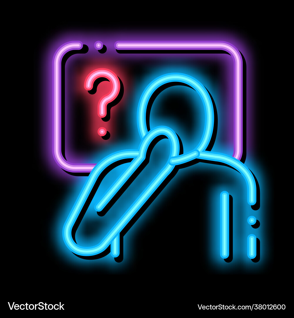 Man question mark frame neon glow icon Royalty Free Vector