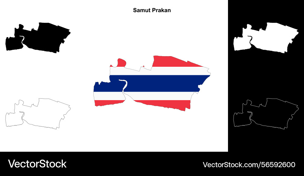 Samut prakan outline map Royalty Free Vector Image