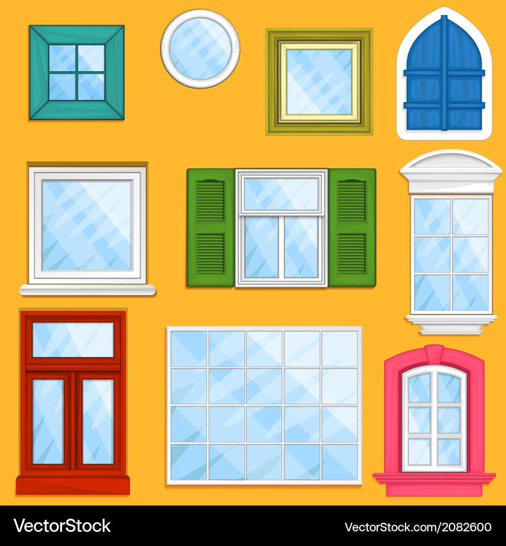 Set of windows Royalty Free Vector Image - VectorStock