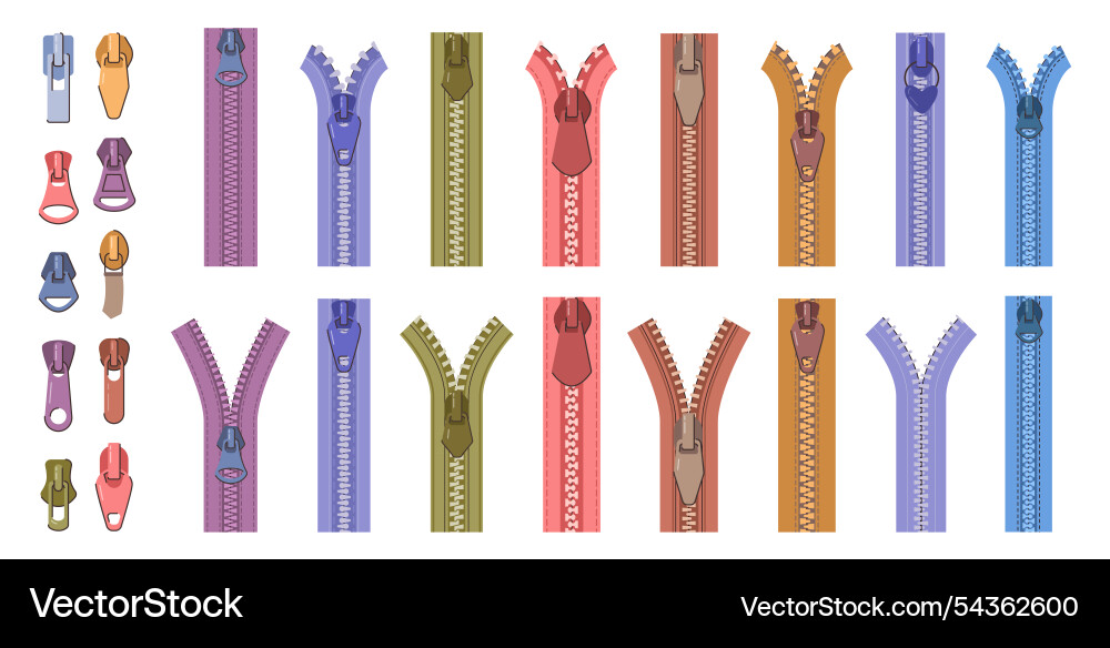 Zippers and pullers for clothing Royalty Free Vector Image