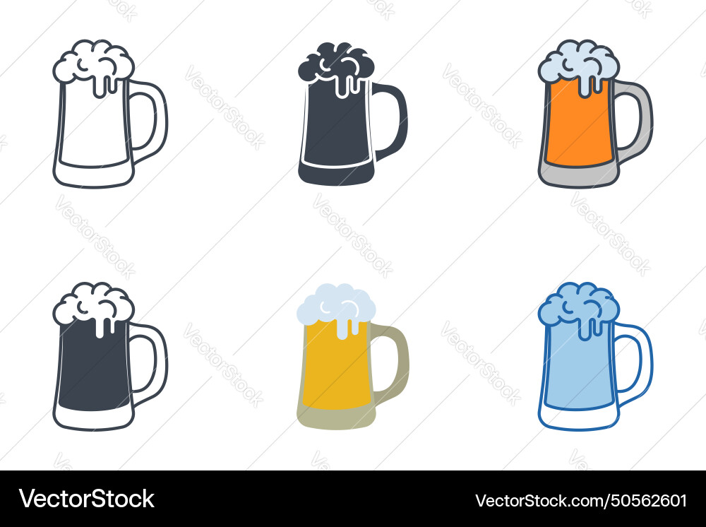 Beer mug icons with different styles symbol Vector Image