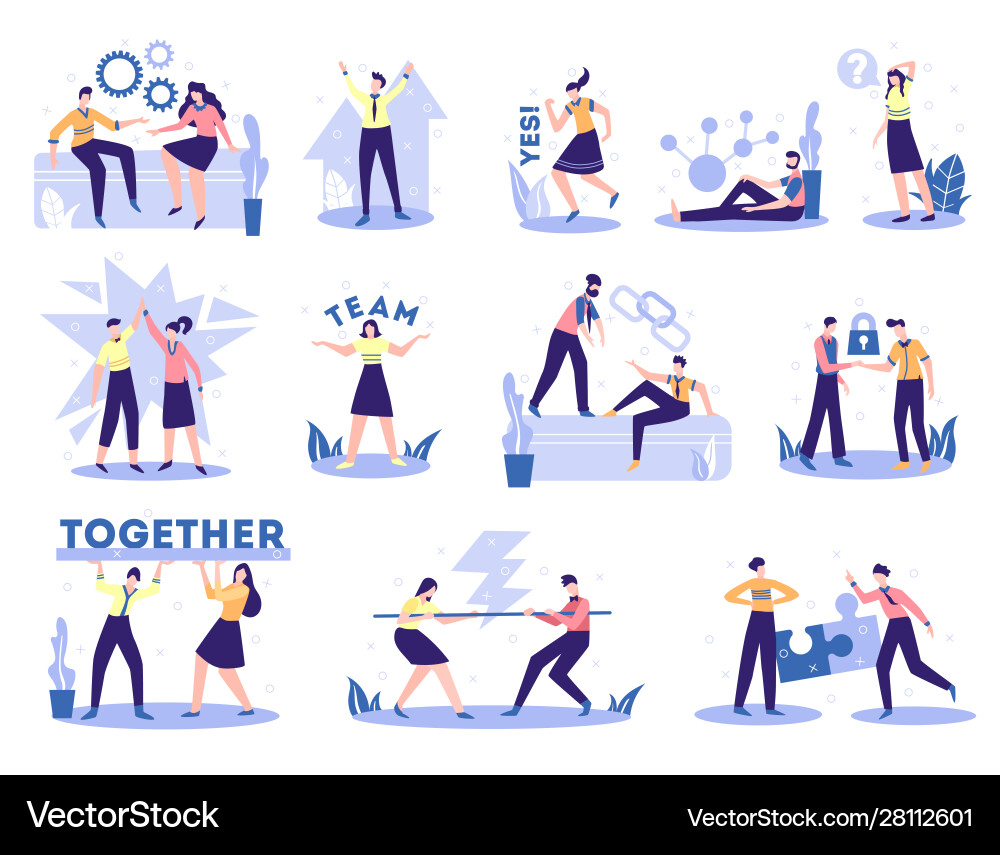 Business partners cooperation set Royalty Free Vector Image